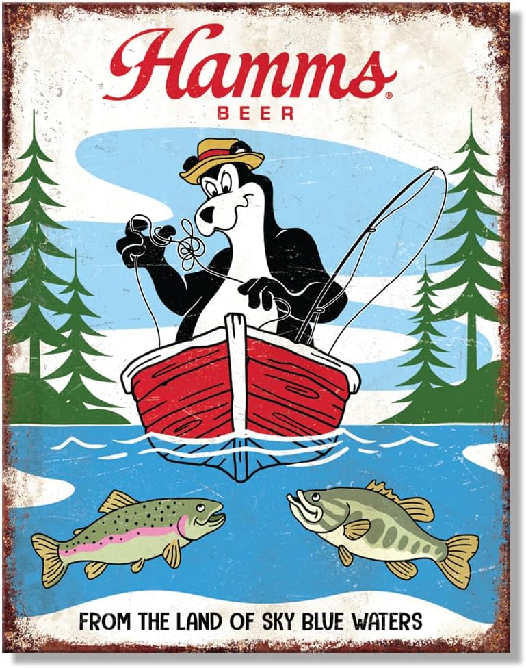 Amazon.com: Desperate Enterprises Hamms Beer Fishing Tin Sign ...