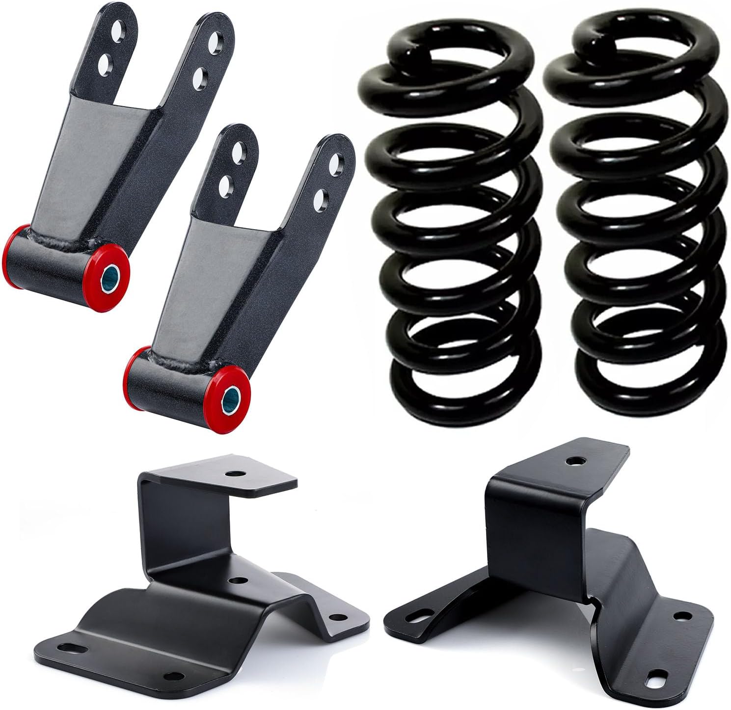 Amazon.com: iiLentes 3" Front 4" Rear Lowering Coil Springs Shackles ...