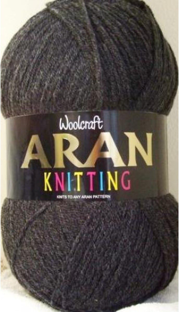 Woolcraft Aran Knitting Yarn 400g with Wool 820 Charcoal : Amazon.co.uk ...