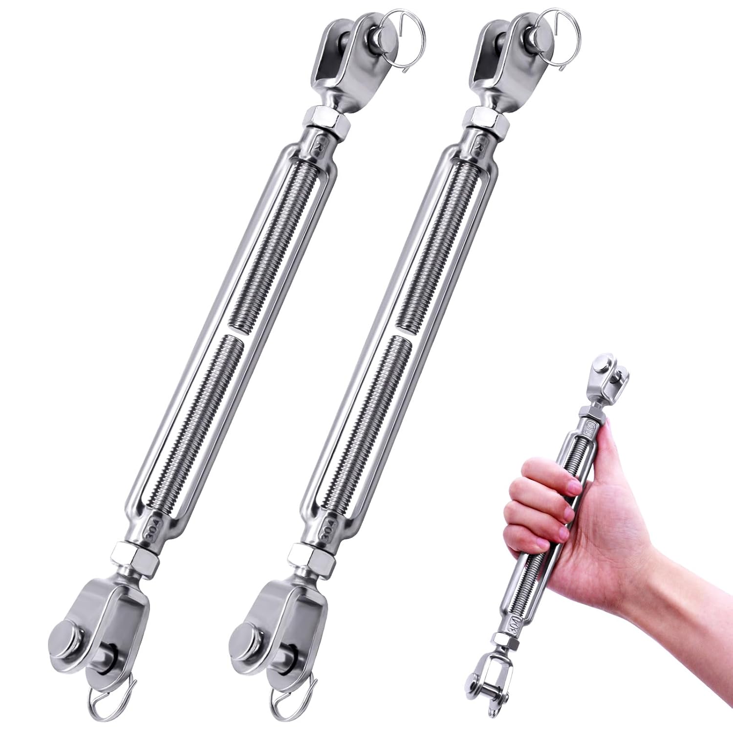 Autokcan 2PCS 1/2” X 12.5” M12 304 Stainless Steel Turnbuckle Extra ...