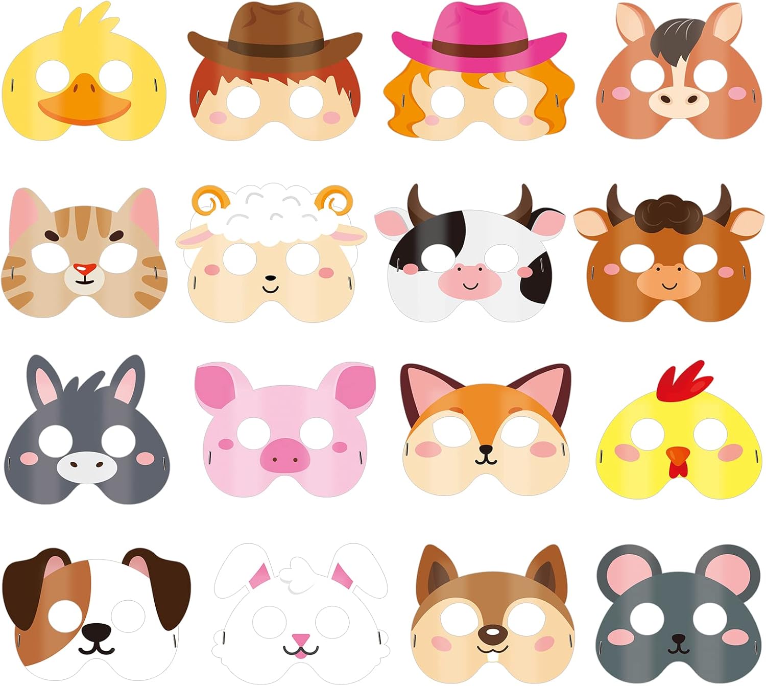 Amazon.com: Deekin 48 Pcs Animal Party Masks for Kids Farm Forest ...