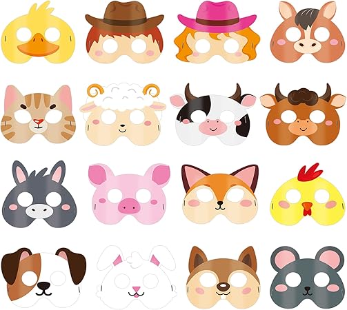 Amazon.com: Deekin 48 Pcs Animal Party Masks for Kids Farm Forest ...