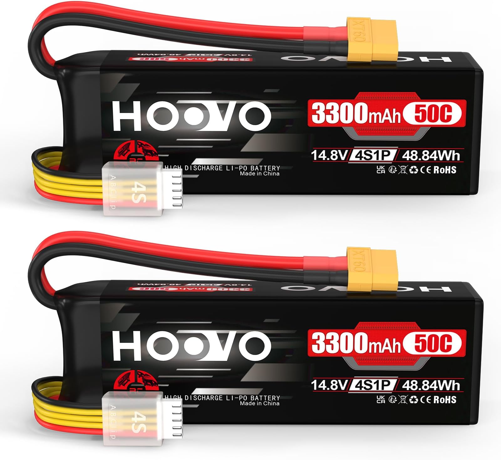 HOOVO 4S Lipo Battery 14.8V 3300mAh 50C RC Battery Soft Case with XT60 ...