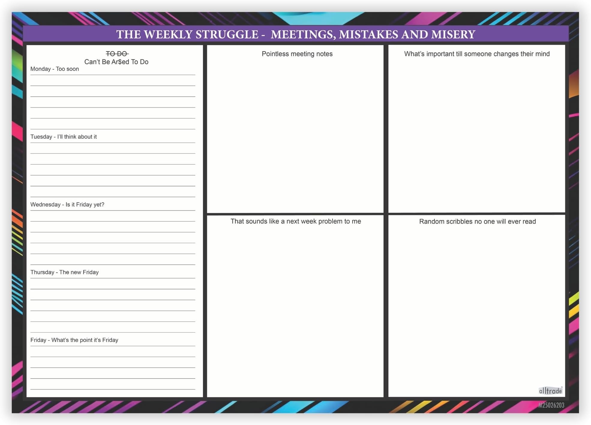 ALLTRADE A3 Weekly Planner Desk Pad 120gsm FSC® paper with To Do List ...