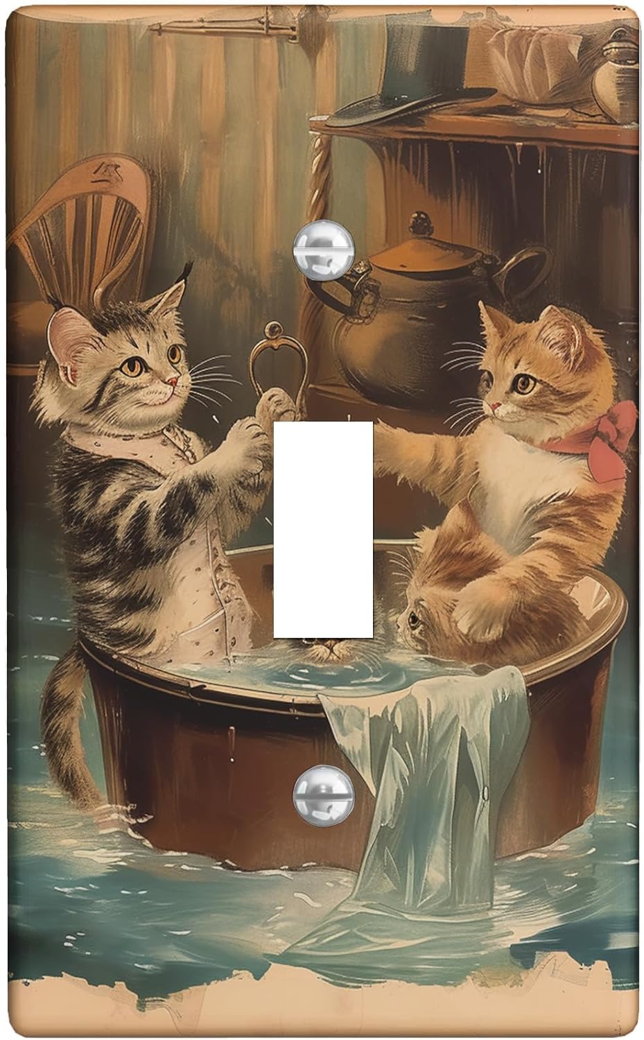 Cat Light Switch Cover Plate Funny Animal Cute Bathtub Vintage ...