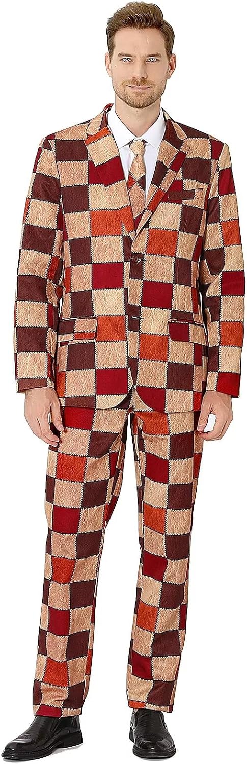 Amazon.com: Fashonal Men's 3-Piece 70s Hippie Costume Suits, Two Button Jacket & Pants & Tie ...