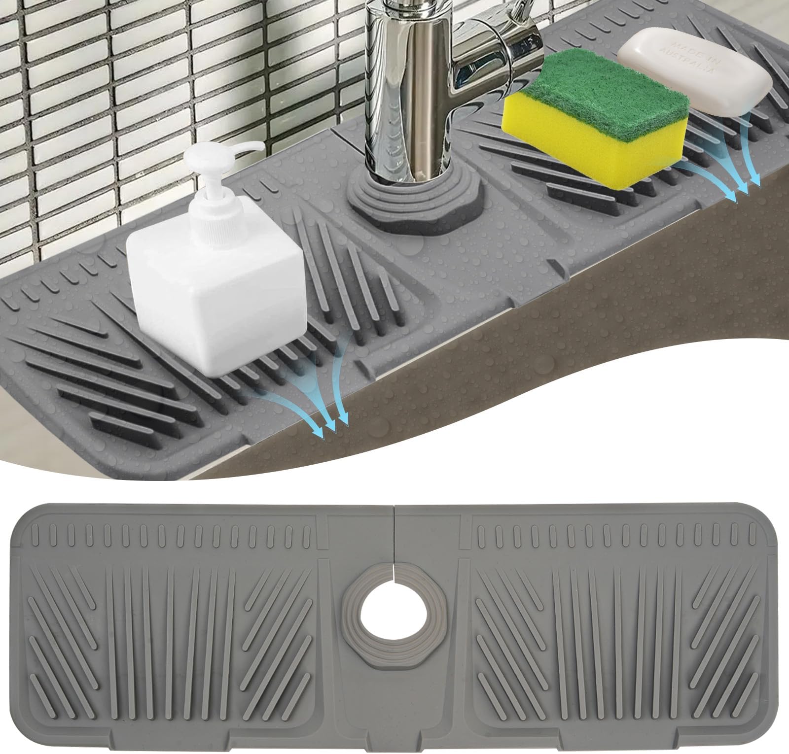 Amazon.com: 14"X3.9"Gray Kitchen Faucet Splash Guard - （narrow version ...