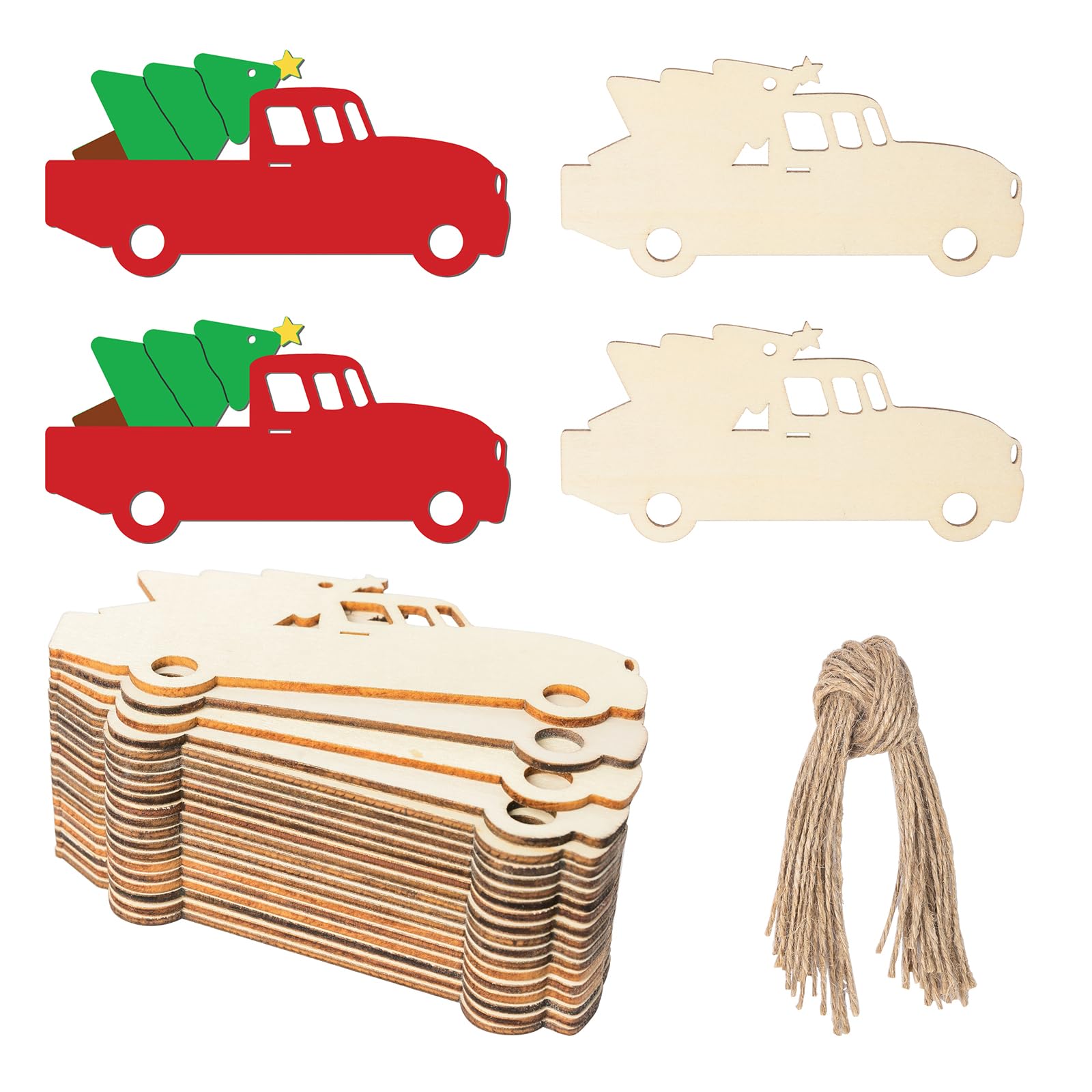 Amazon.com: Tree car Shape Unfinished Wood Truck Blank Wood Pieces ...