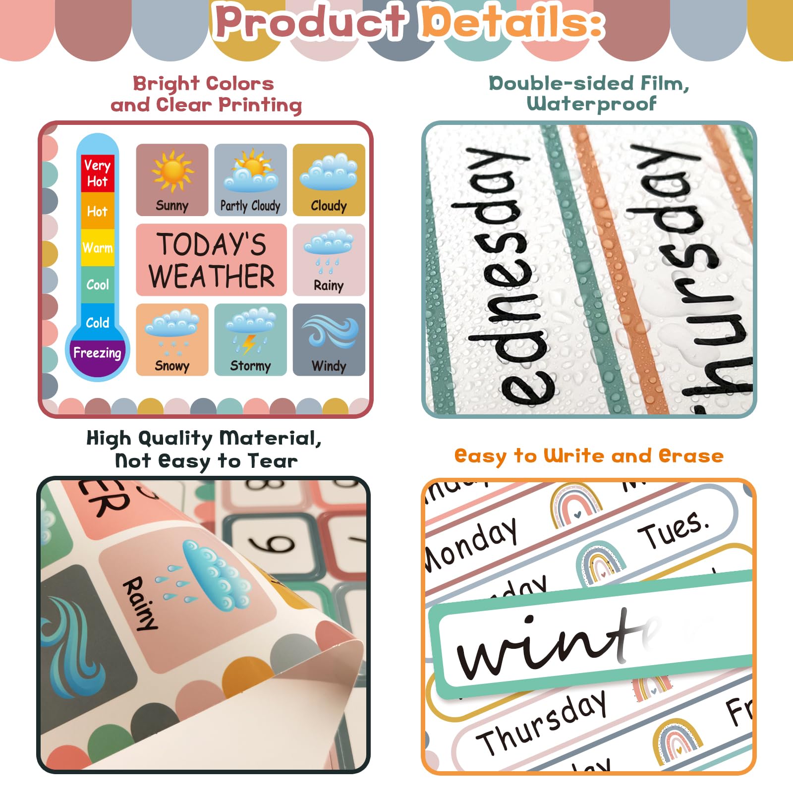 Boho Calendar Classroom Boho Rainbow Calendar Bulletin Board Set ...
