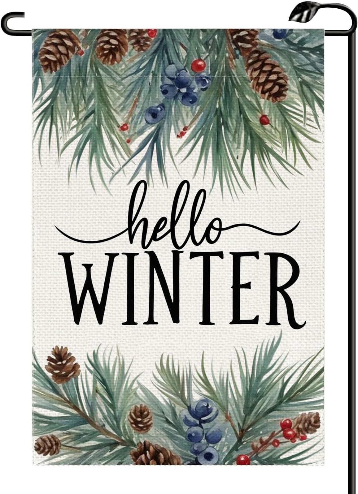 Amazon.com : Mocsicka Hello Winter Garden Flag 12x18 Inch Pines Tree in ...