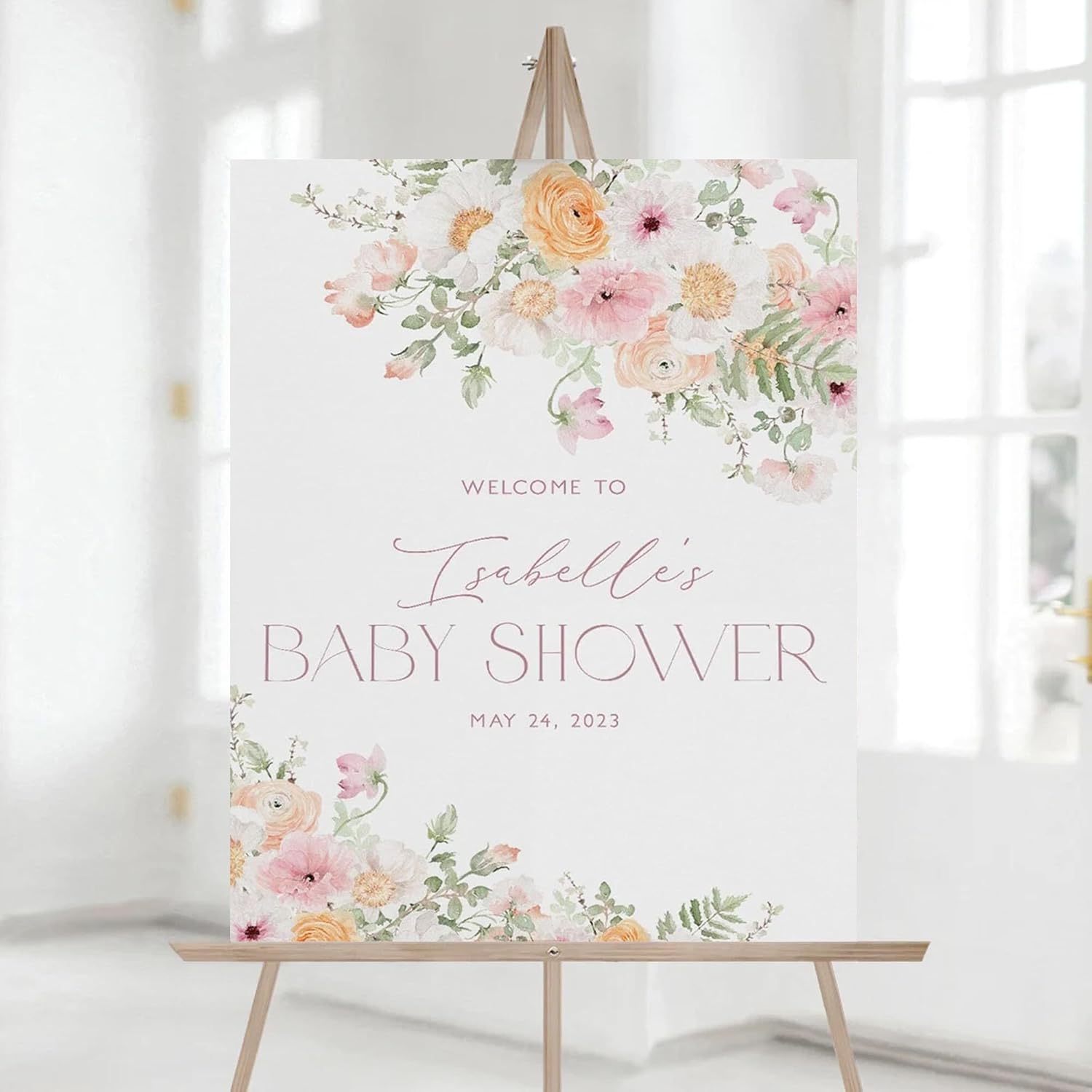 Amazon.com : Personalized Baby Shower Sign, Greenery Baby Shower ...