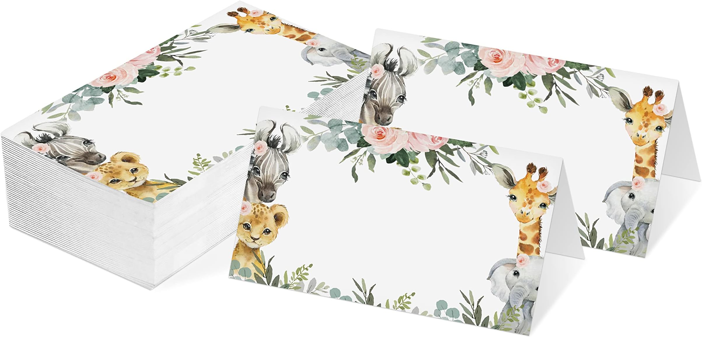 Amazon.com: Jungle Animal Place Cards Tent Style Cards – 25 Cards per ...