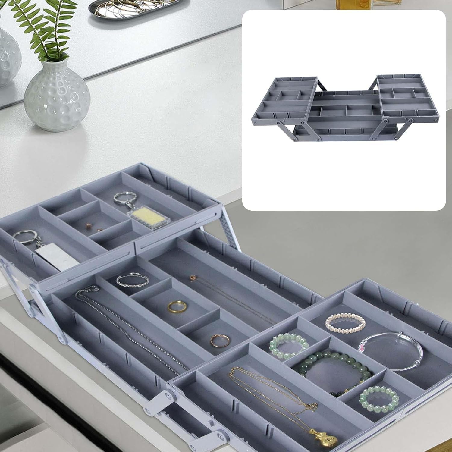 Amazon.com: MININAI 2/3 Tier Drawer Organizer Multi Level Collapsible ...