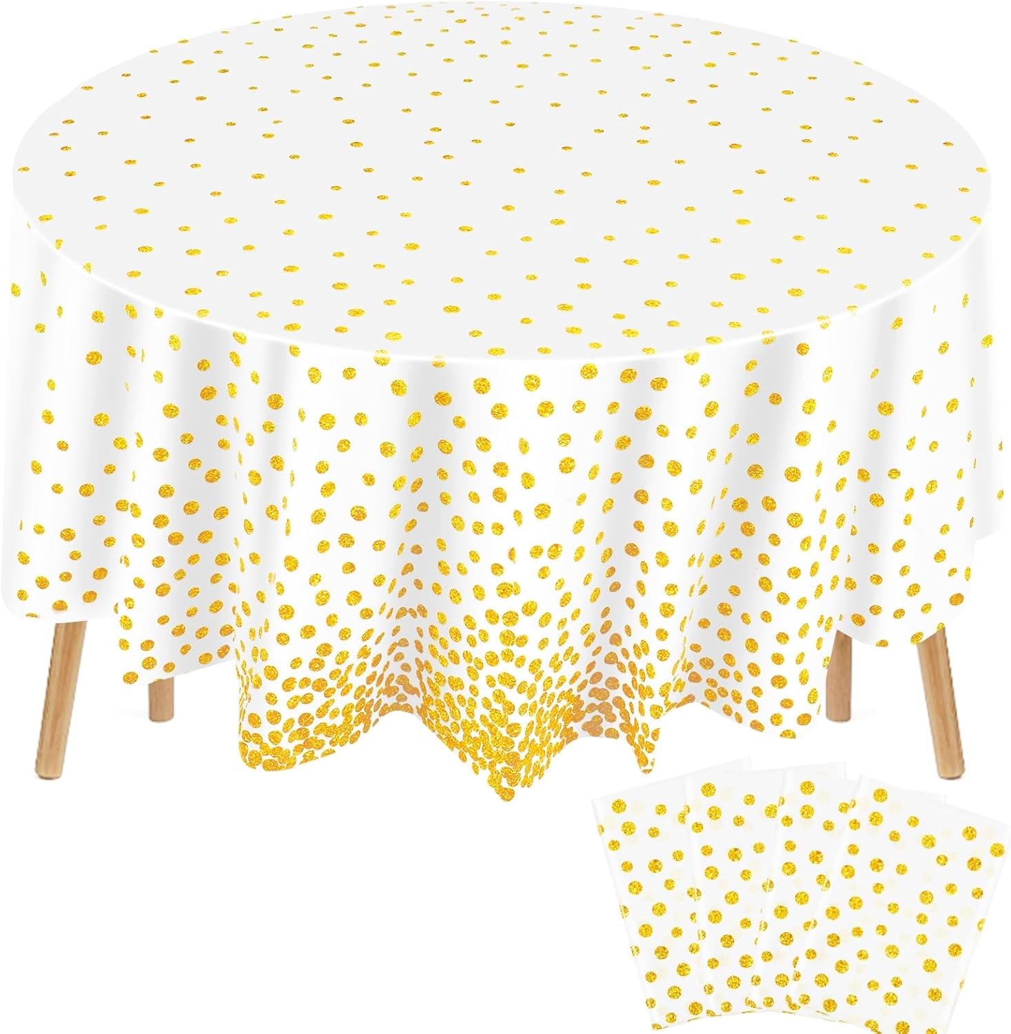 Amazon.com: Newwiee 4 Pcs Round Dot Tablecloth 84 Inch Plastic Polka Dot Table Cover Disposable ...