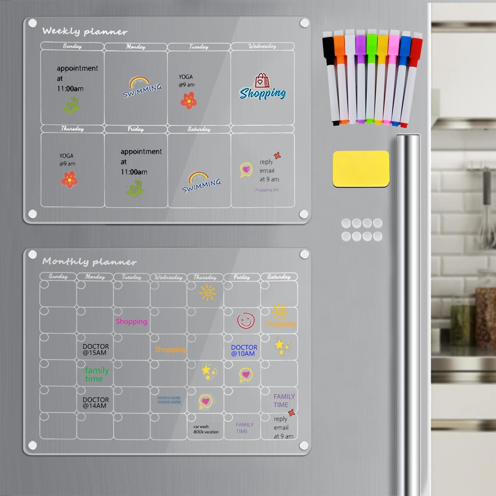 Regaloam Calendriers Magnétiques Frigo 4Pcs, Tableau Magnetique Pour ...