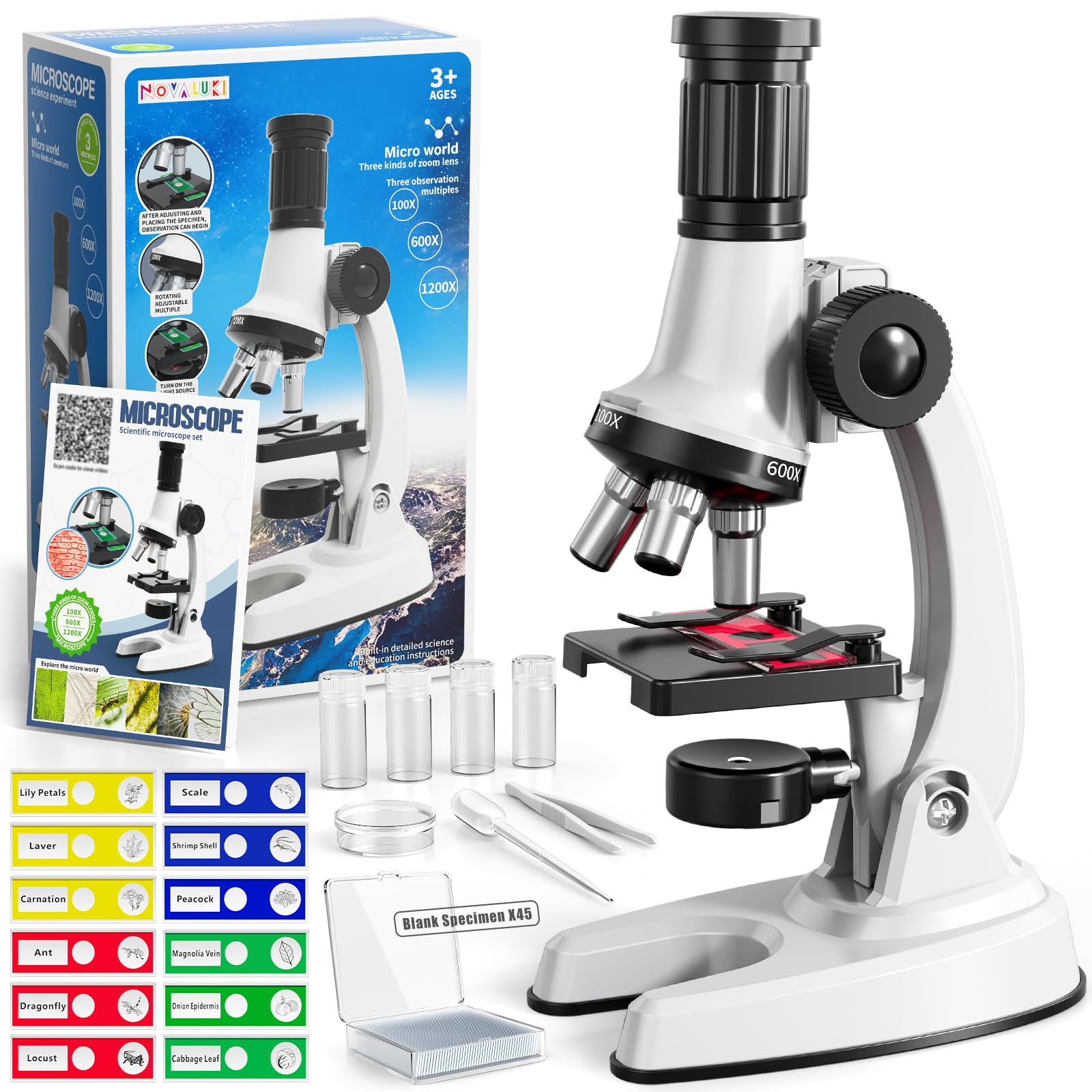 Snapklik.com : Novaluki 65 Pieces Microscope Kit For Kids Ages 5-7 8-13 ...