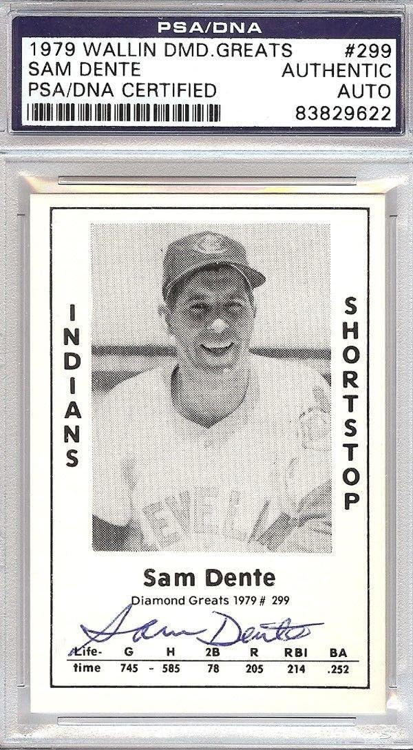 Sam Dente Autographed Signed 1979 Diamond Greats Card Cleveland Indians ...
