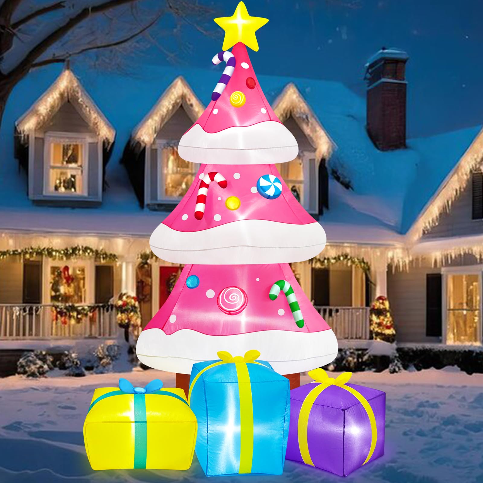 Snapklik.com : MICOCAH 7 FT Pink Christmas Inflatables Xmas Tree ...