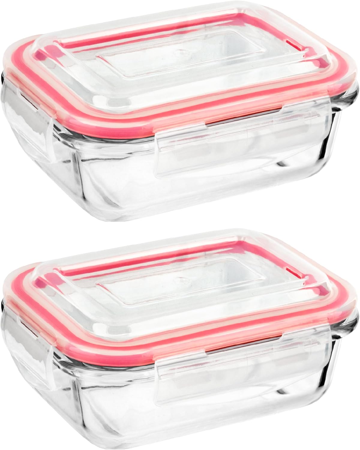 Foglish Home & Garden 2 x 380ml Small Glass Airtight Rectangle Food ...