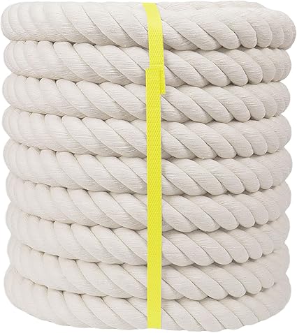 Amazon.com: Twisted Cotton Rope (1.5 inch x 50 feet) Natural White Rope ...