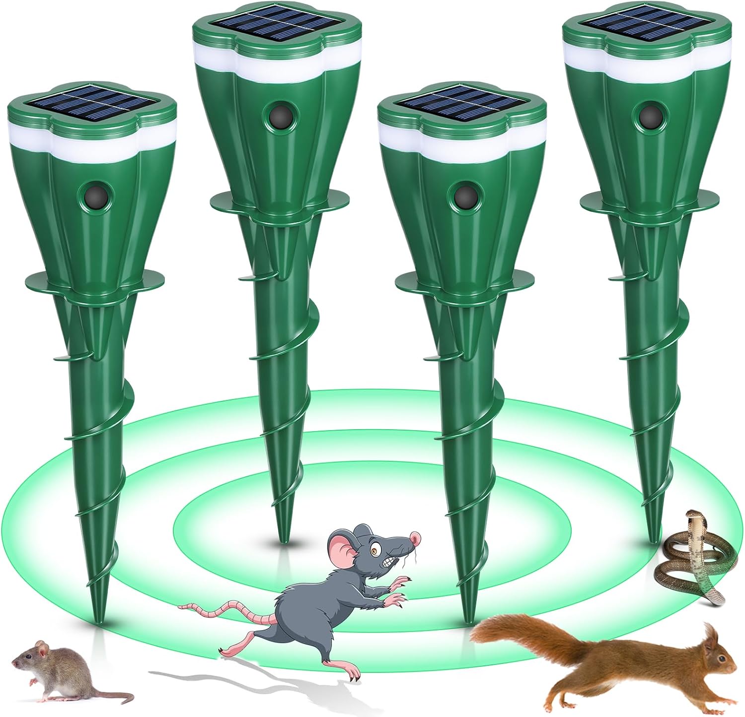 Amazon.com: 2025 4Pack Mole Repellent Solar Powered Vole Repellent ...
