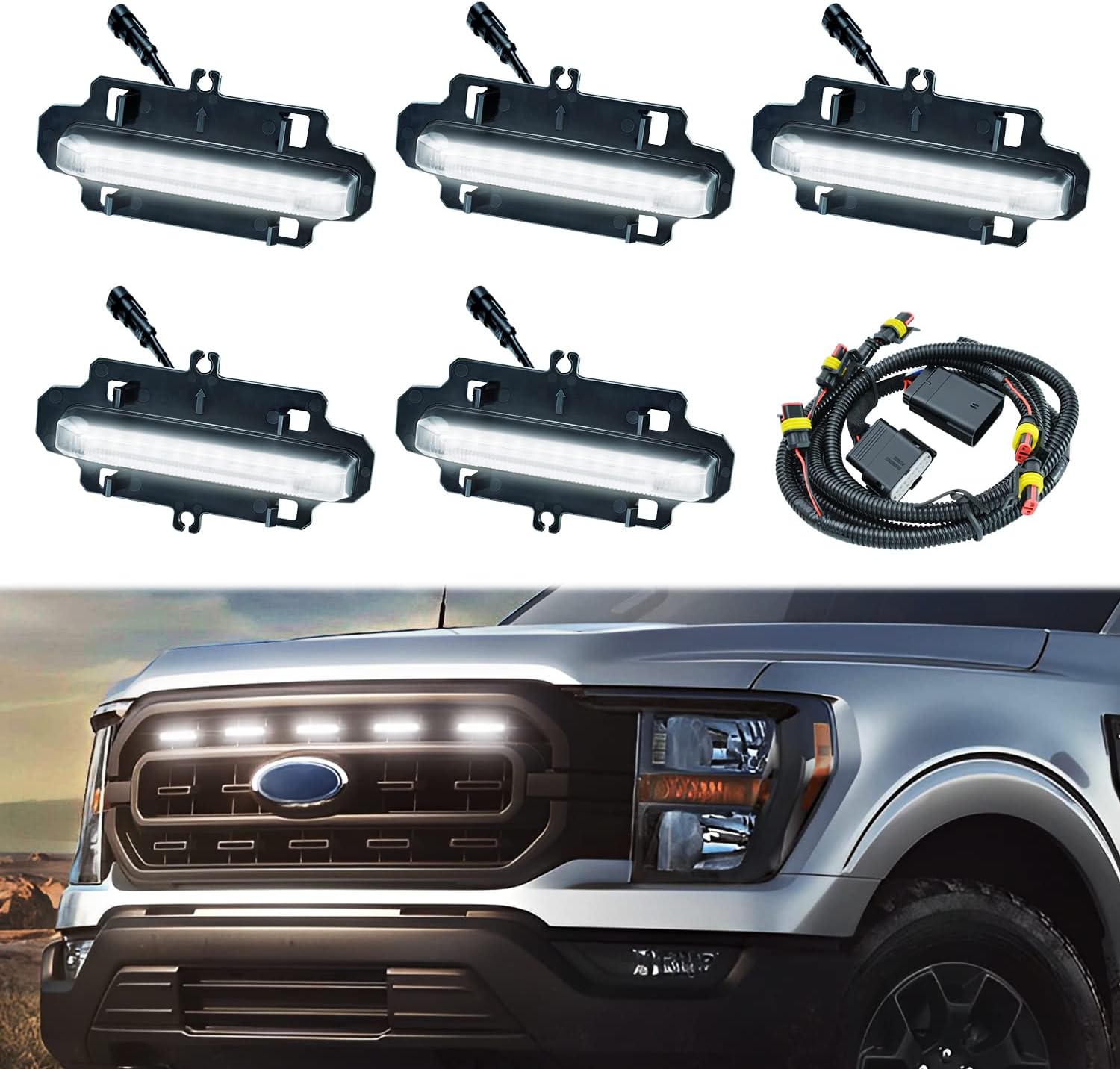 Amazon.com: AUXLIGHT 5-PCS LED Grille Lights for For-d F150 OEM XL/XLT ...