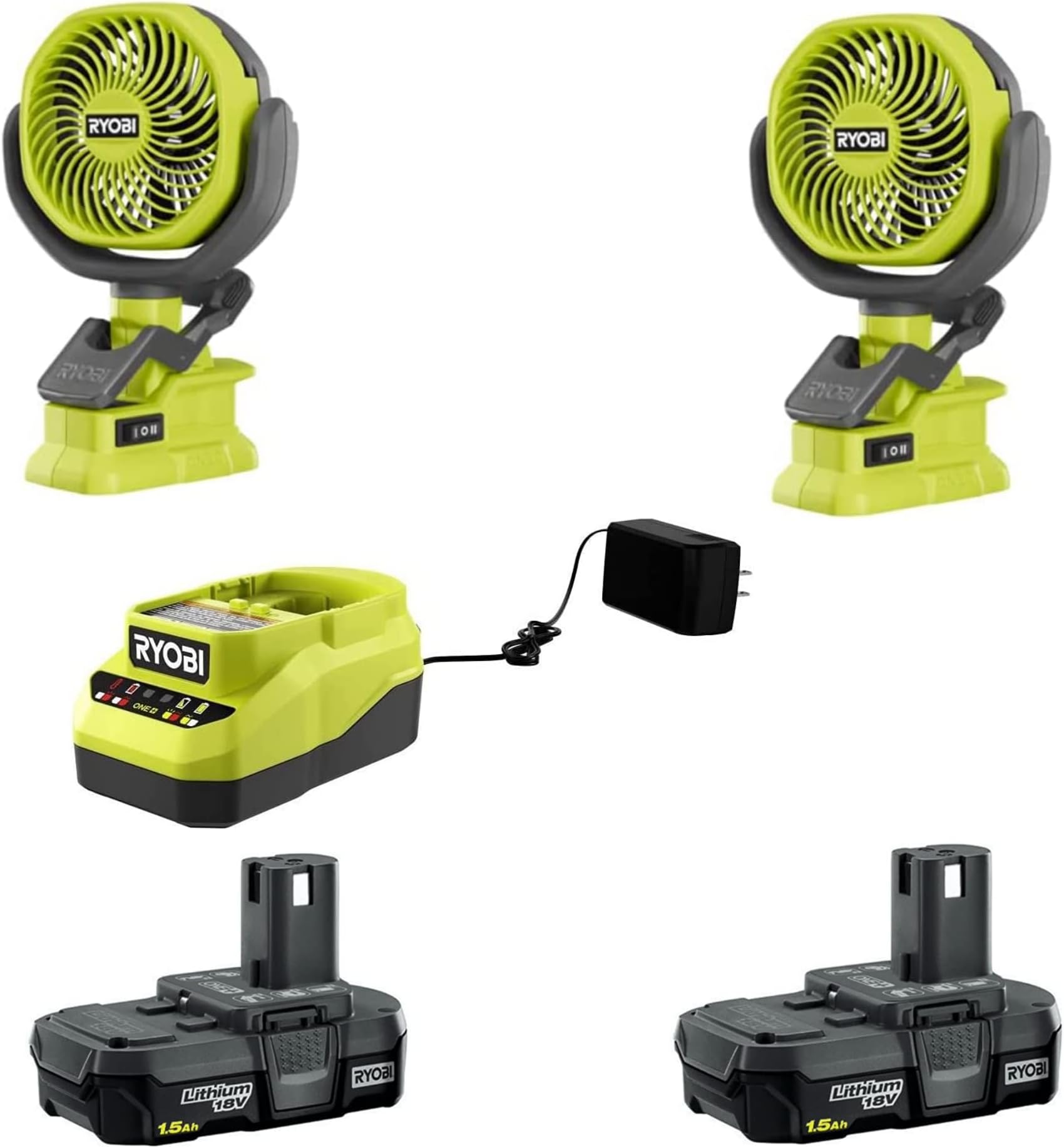 Amazon.com: Ryobi 18-Volt ONE+ Hybrid Portable Fan(P3320) with P163 ...