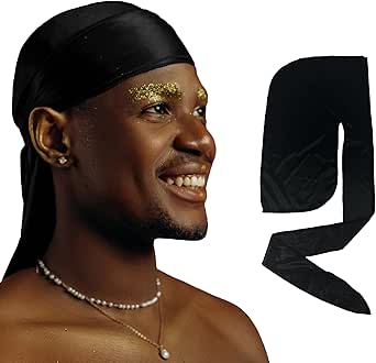 Amazon.com: 2 Pack Silk Durag for Men and Women Gift Set, Silky Satin ...