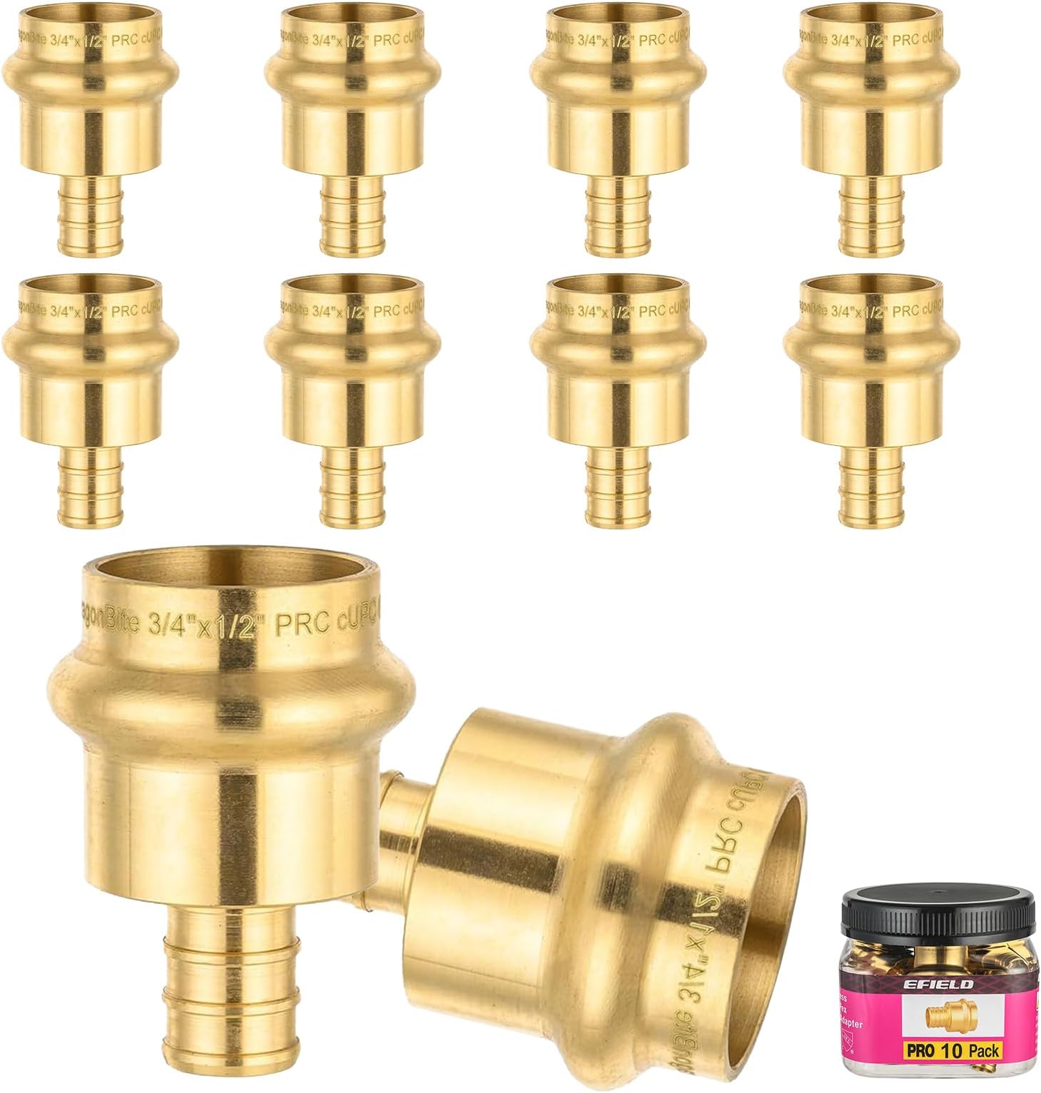 Amazon.com: Pro 10-Pack EFIELD 3/4 inch Copper Press X 1/2 inch PEX ...