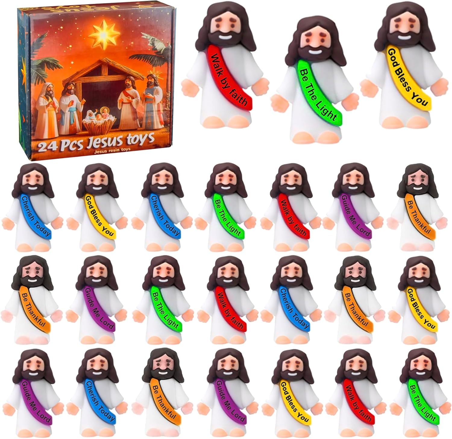 Amazon.com: 24 Pcs Jesus Toys Original Design Mini Rubber Little Jesus ...