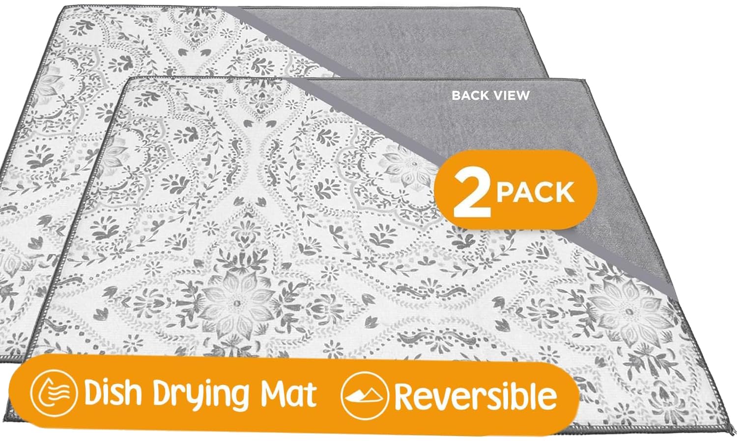 Amazon.com: 2 Pack Large Microfiber Dish Drying Mat by Priver - Super ...