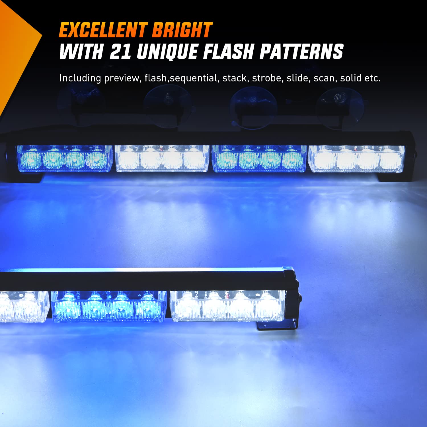Nilight Traffic Advisor Emergency Strobe Light Bar 2 in 1 17Inch 32LED ...