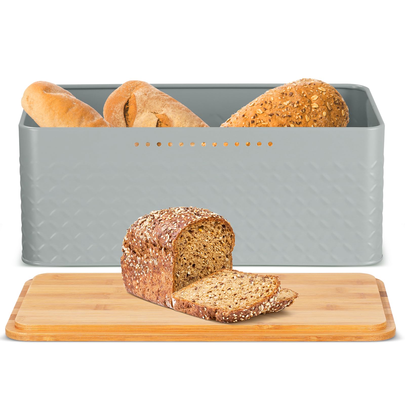 Widousy Bamboo Green Bread Bin | Kitchen Countertop Storage Organizer ...
