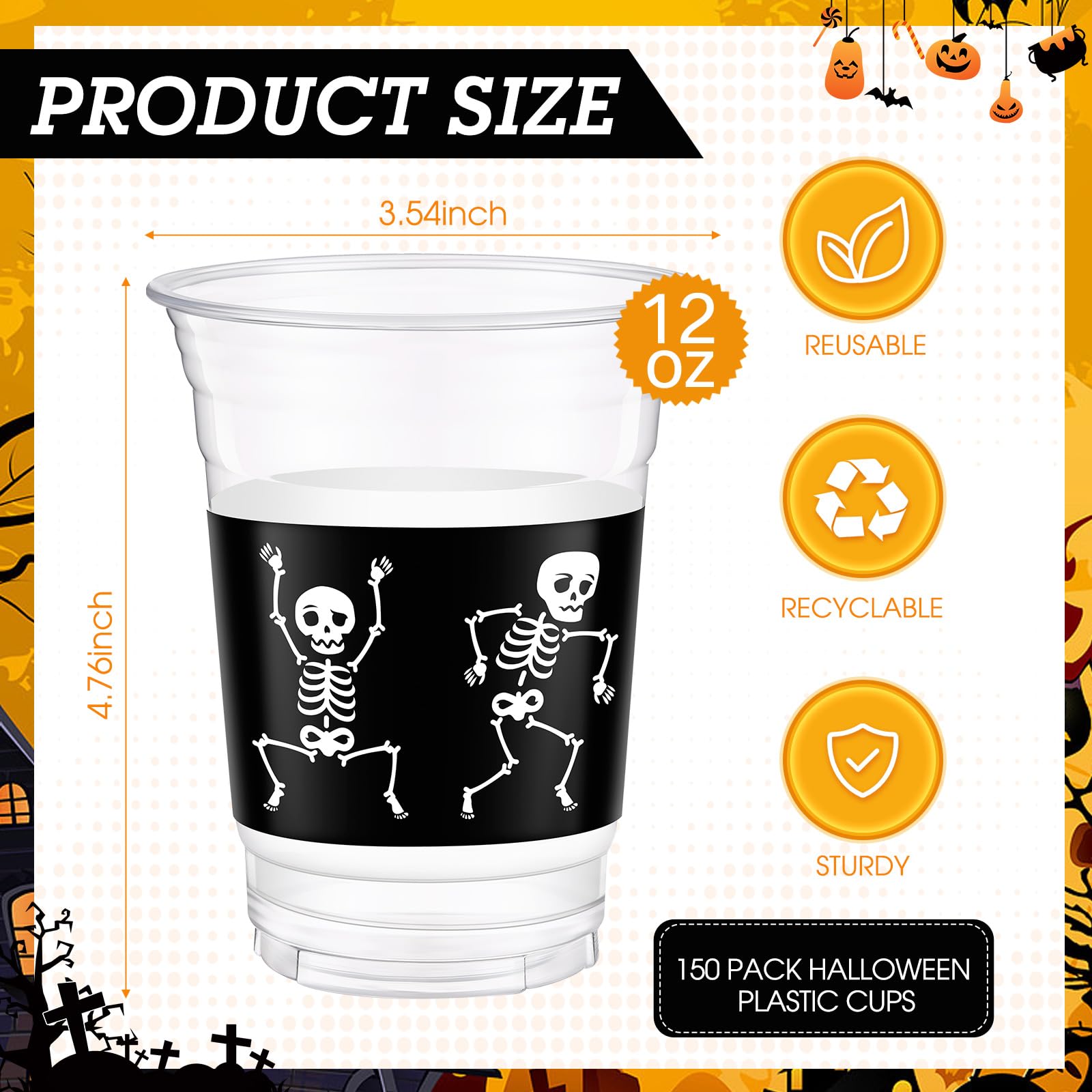 Snapklik.com : 150 Pcs Halloween Plastic Cup 12 Oz Disposable Blood ...