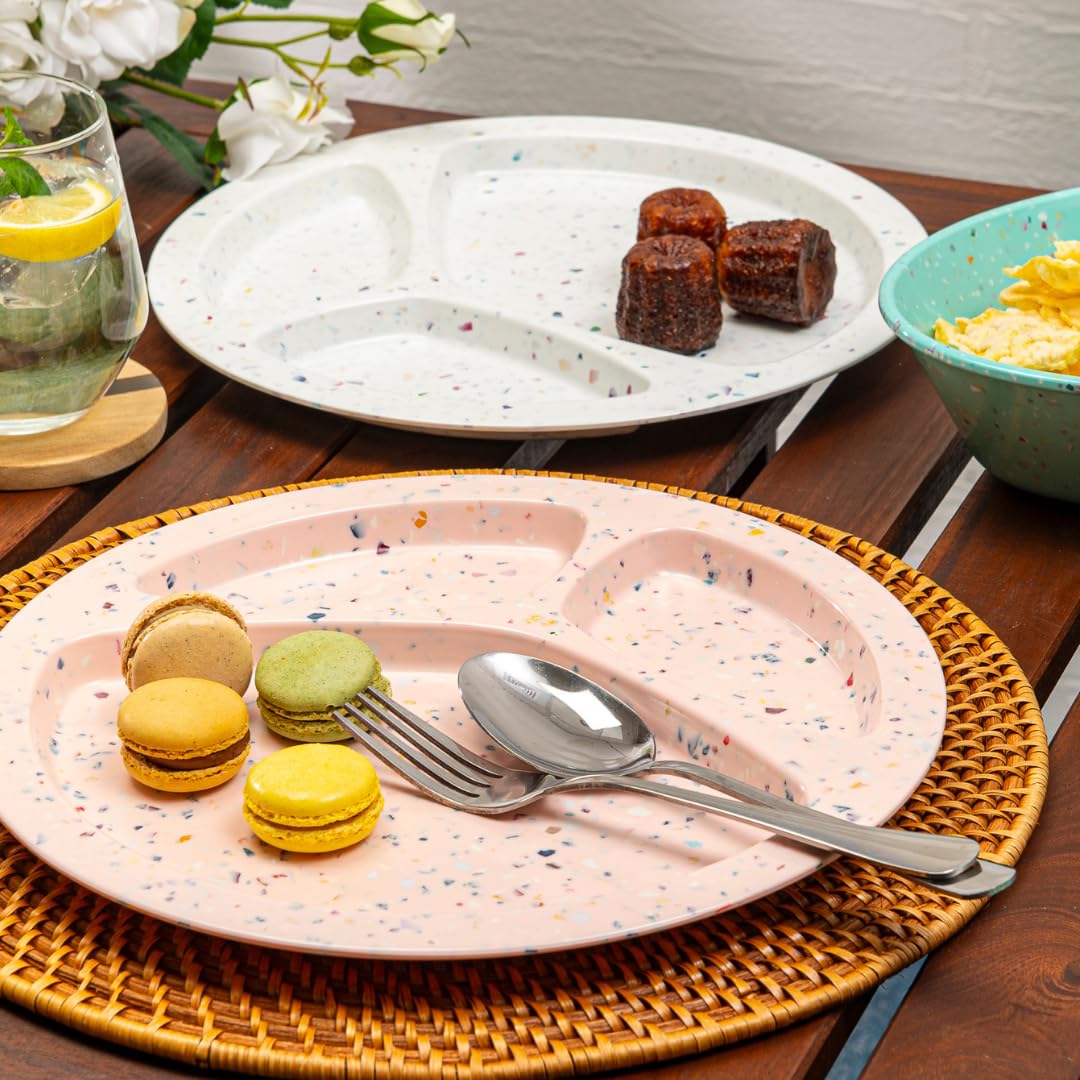 Snapklik.com : Bzyoo 11-Inch Divided Plates Set Of 2 - Confetti Pink ...