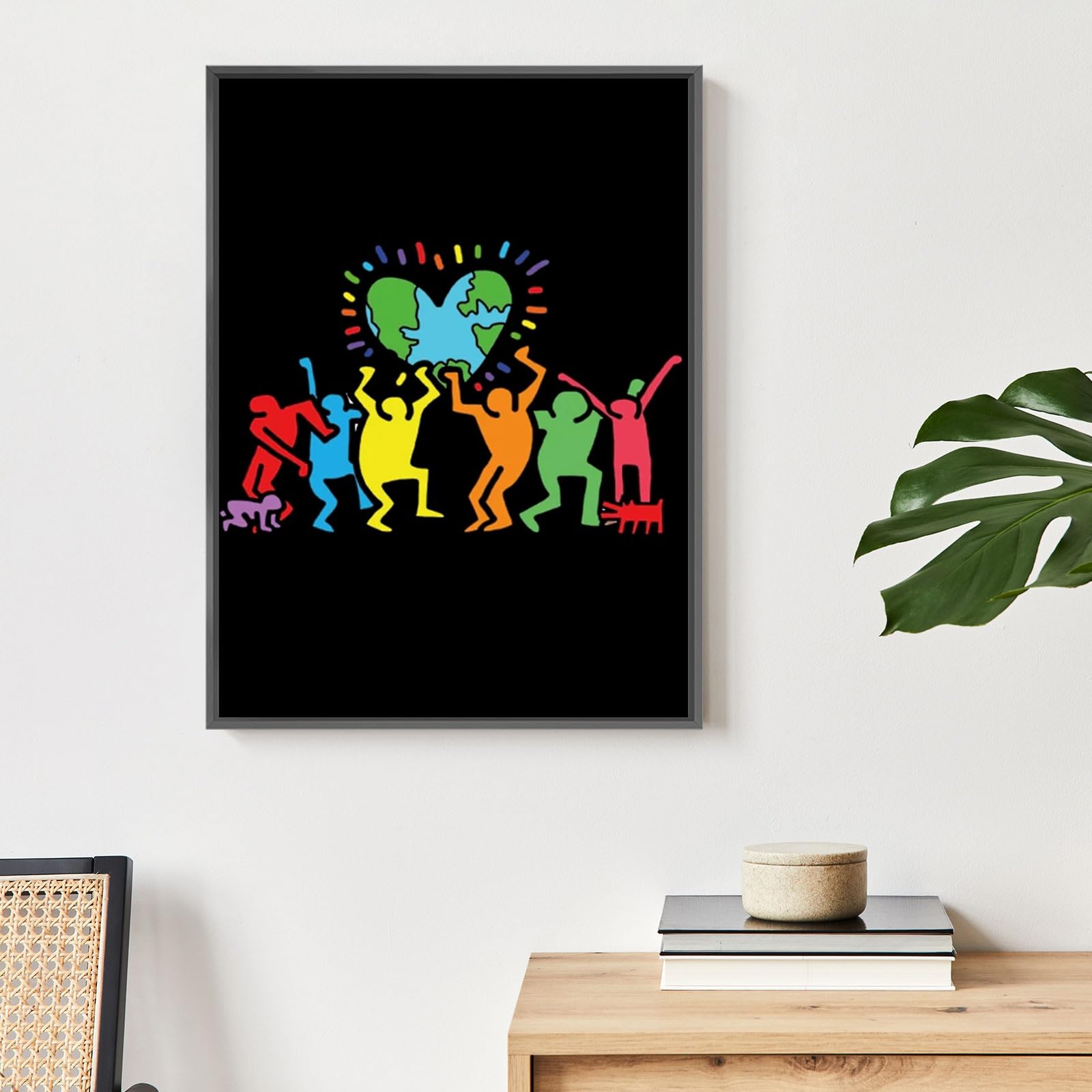 Glodd Keith Haring Wall Art The Earth Keith Haring Decor | Desertcart Japan