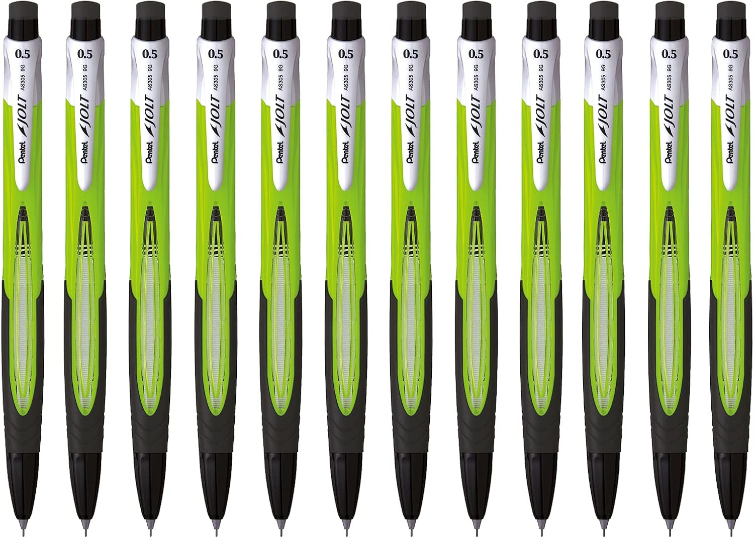 Pentel Jolt Mechanical Pencil, 0.5mm, Light Green Barrel, Box of 12 ...