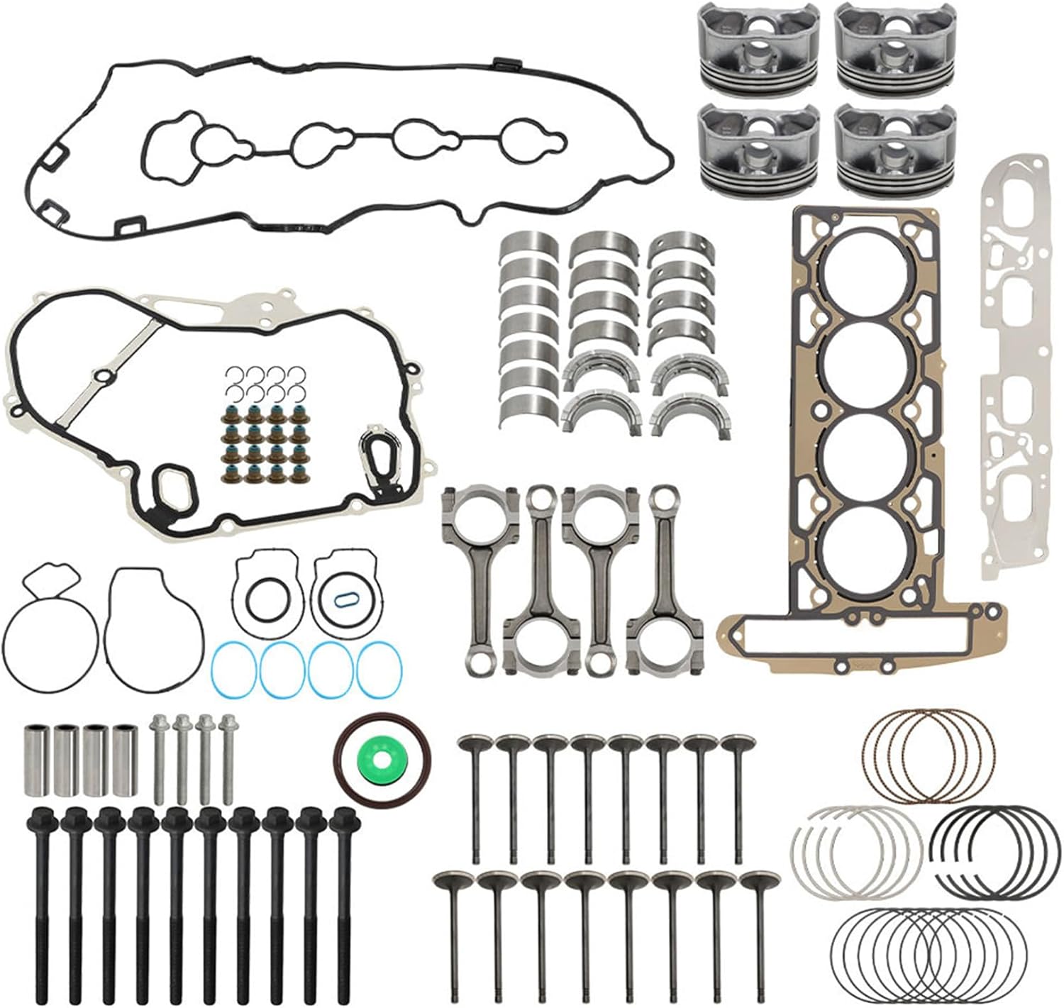 Amazon.com: labwork Engine Pistons Valves Seals Kit Replacement for ...