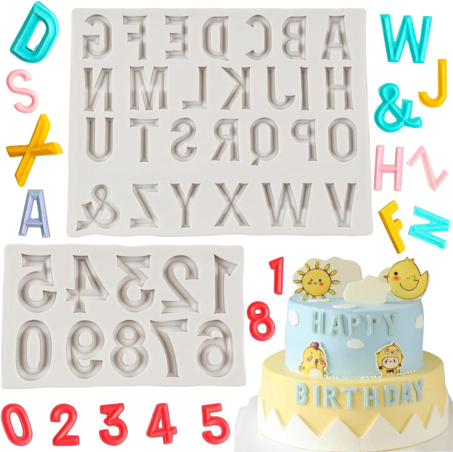 Amazon.com: FCKEMLDS 26 Capital Letter Fondant Molds Alphabet Number 0 ...