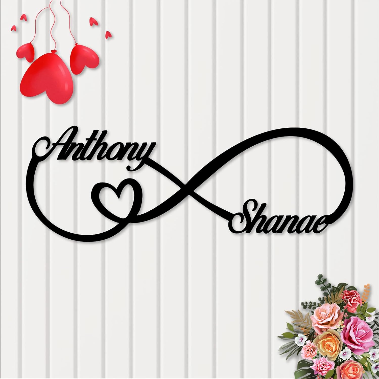 Amazon.com: Custom Infinity Heart Metal Name Sign, Personalized Family ...