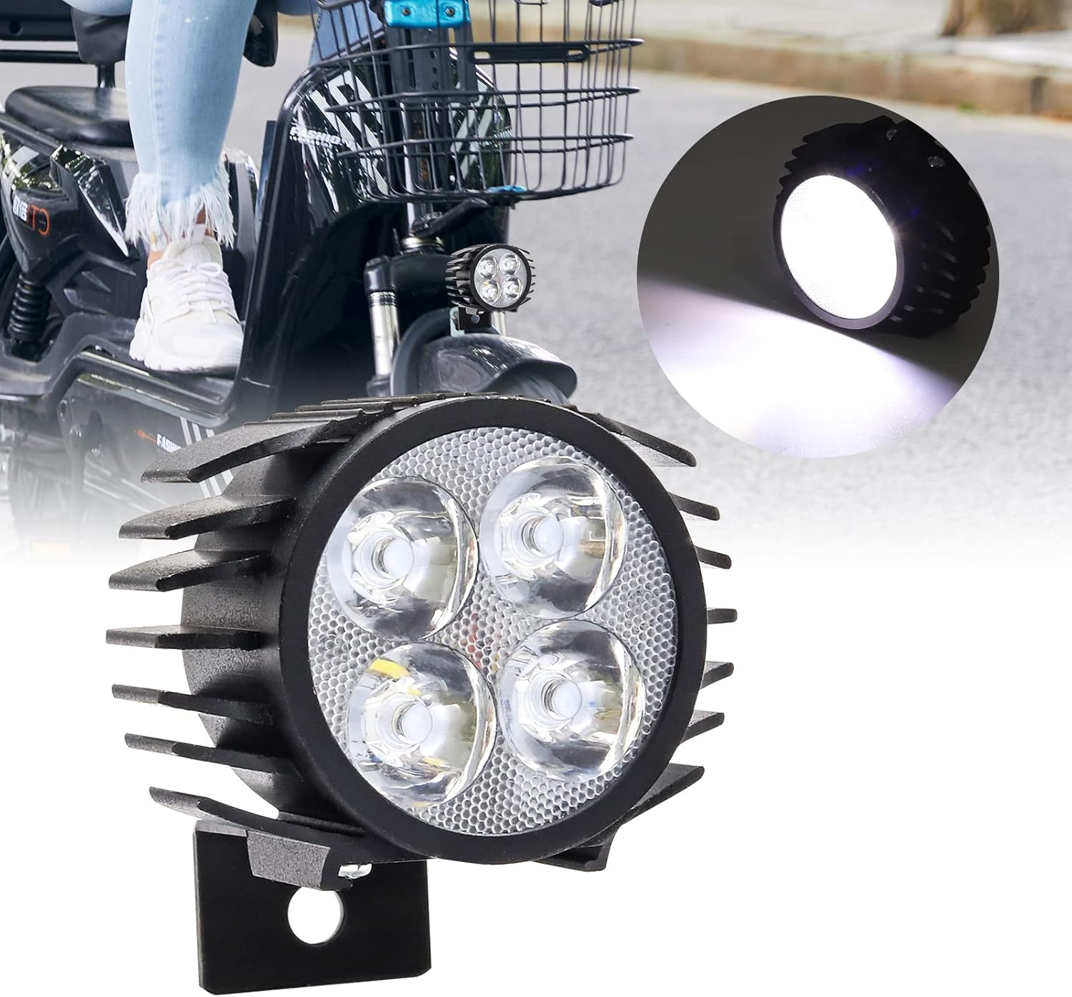 Amazon.com: ZHHXYanh LED Motorcycle Spotlight with Horn 2 in 1 Front ...