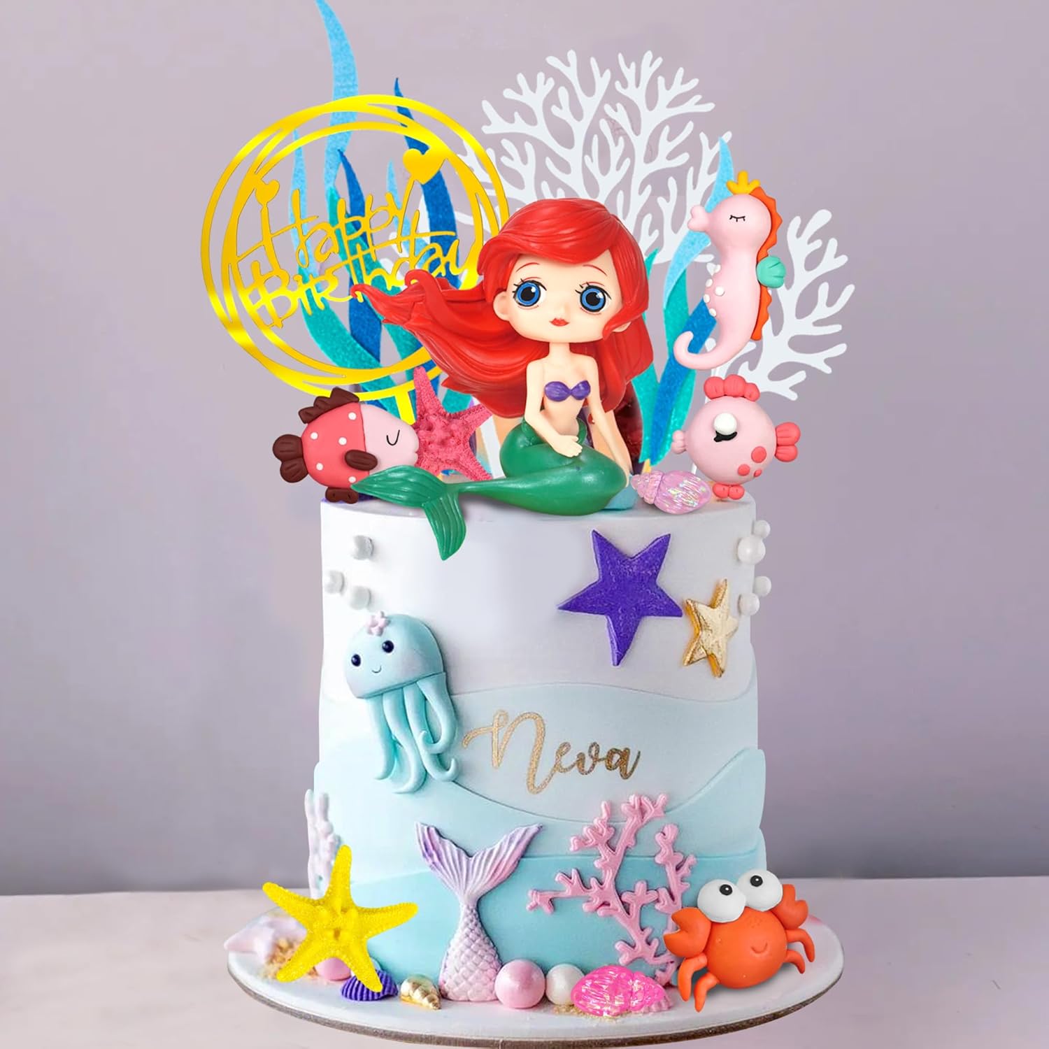 Amazon.com: 17 PCS Mermaid Cake Toppers Ocean Animals Under the Sea ...