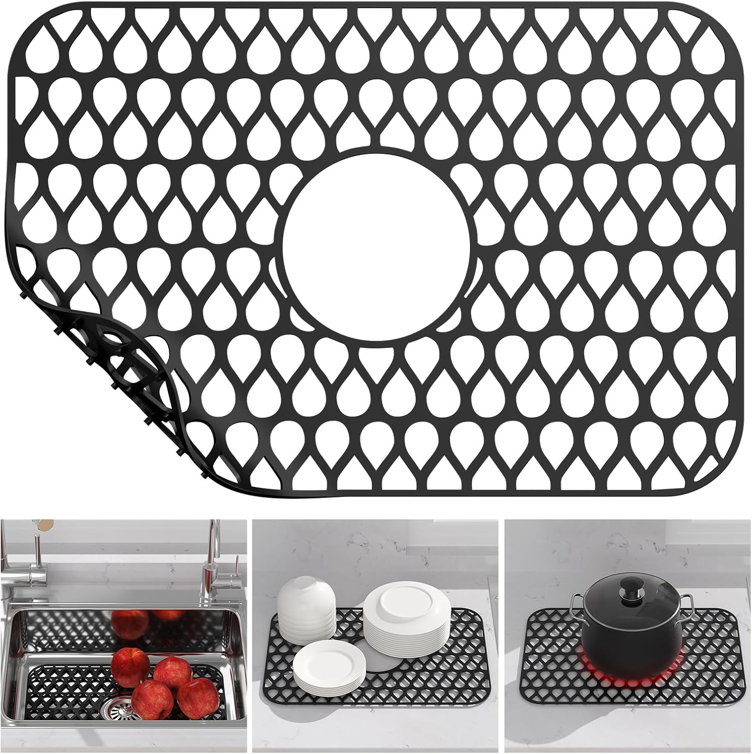 Silicone Sink Mat, TOOVEM 1PCS Sink Protectors for Kitchen, Kitchen ...
