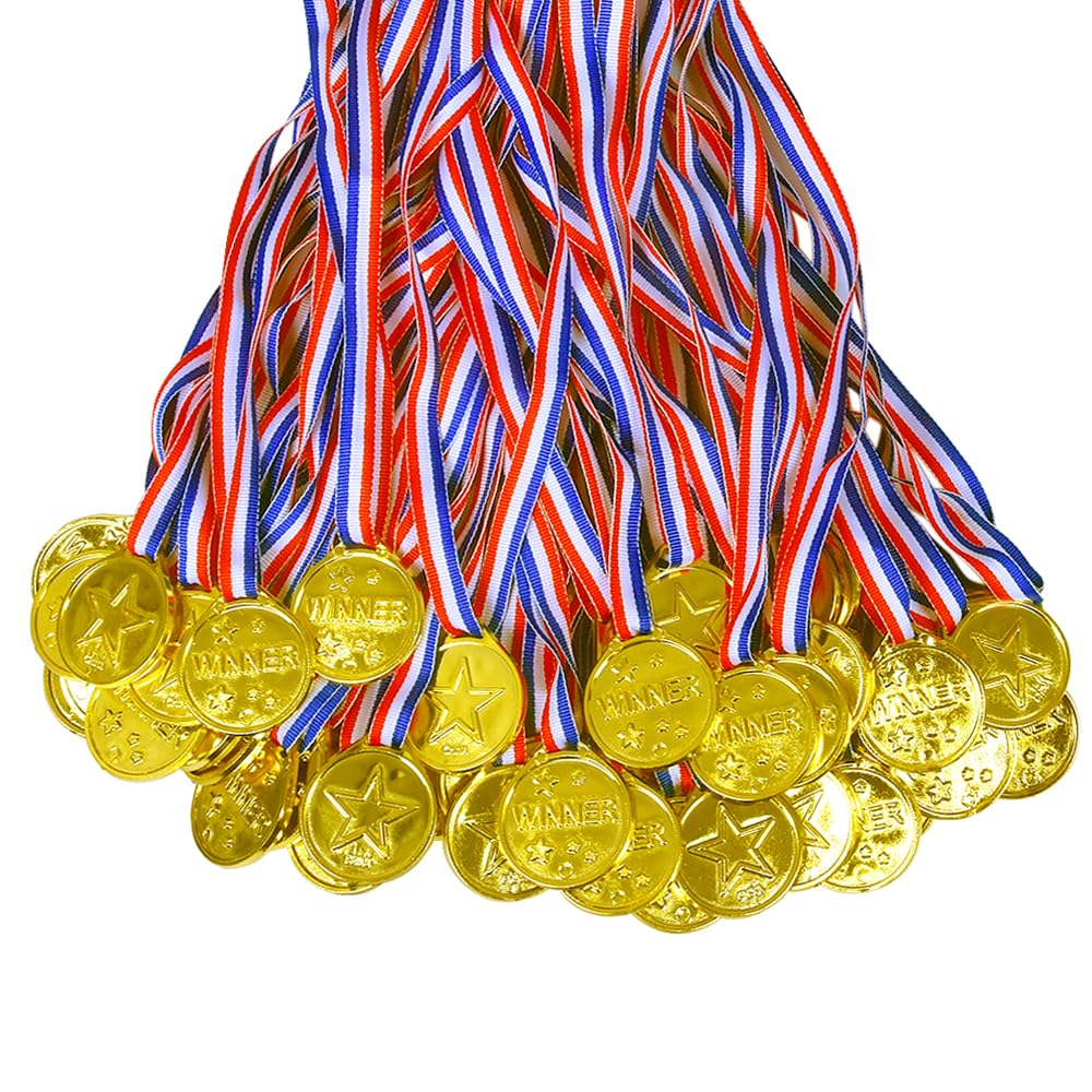 Amazon.com : 100 Pieces Gold Medals for Kids Medals for Awards Plastic ...