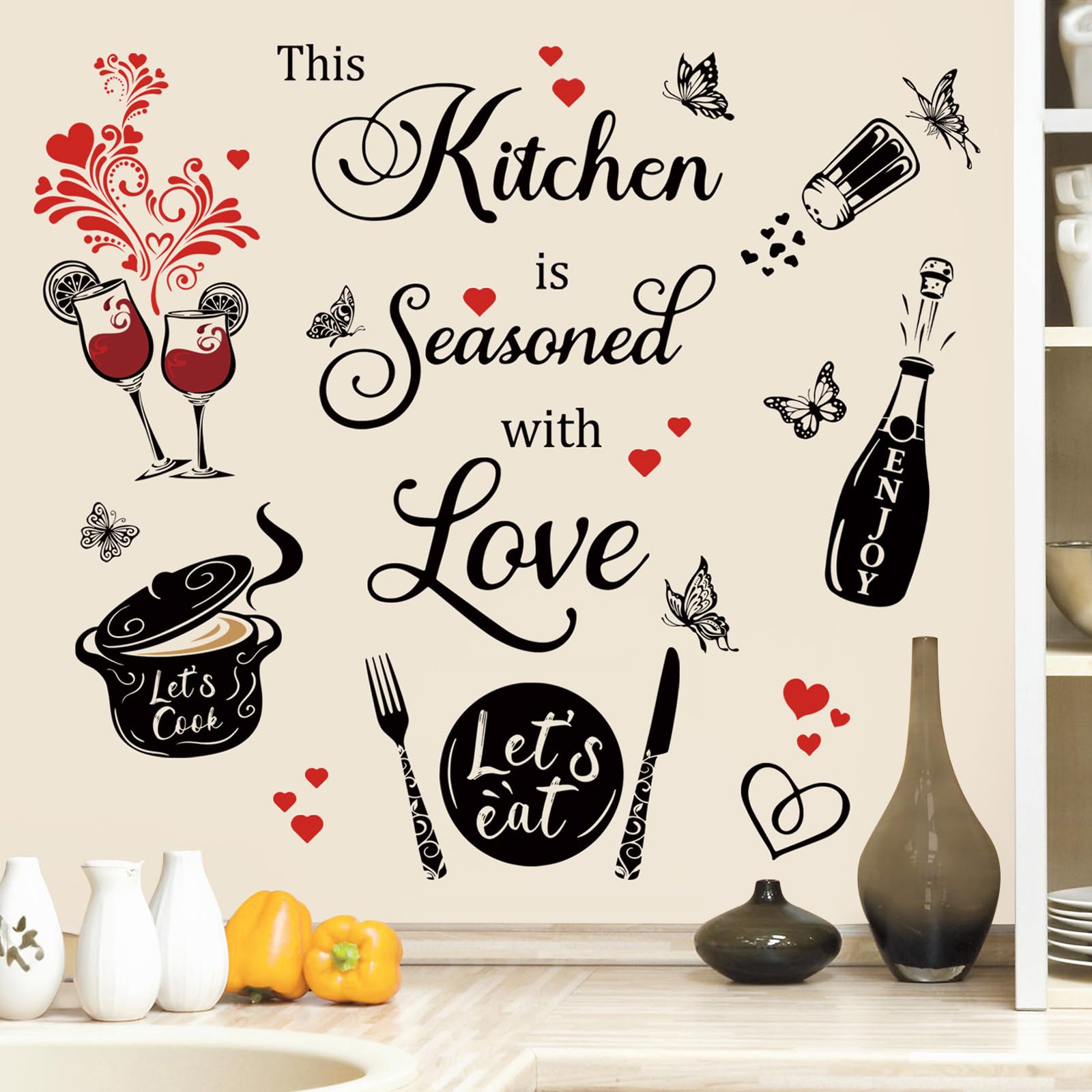 wondever Kitchen Quotes Wall Stickers This Kitchen is Seasoned with ...