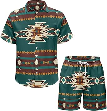 Amazon.com: Howanight Men's Hawaiian Sets Casual Button Down 2 Piece ...