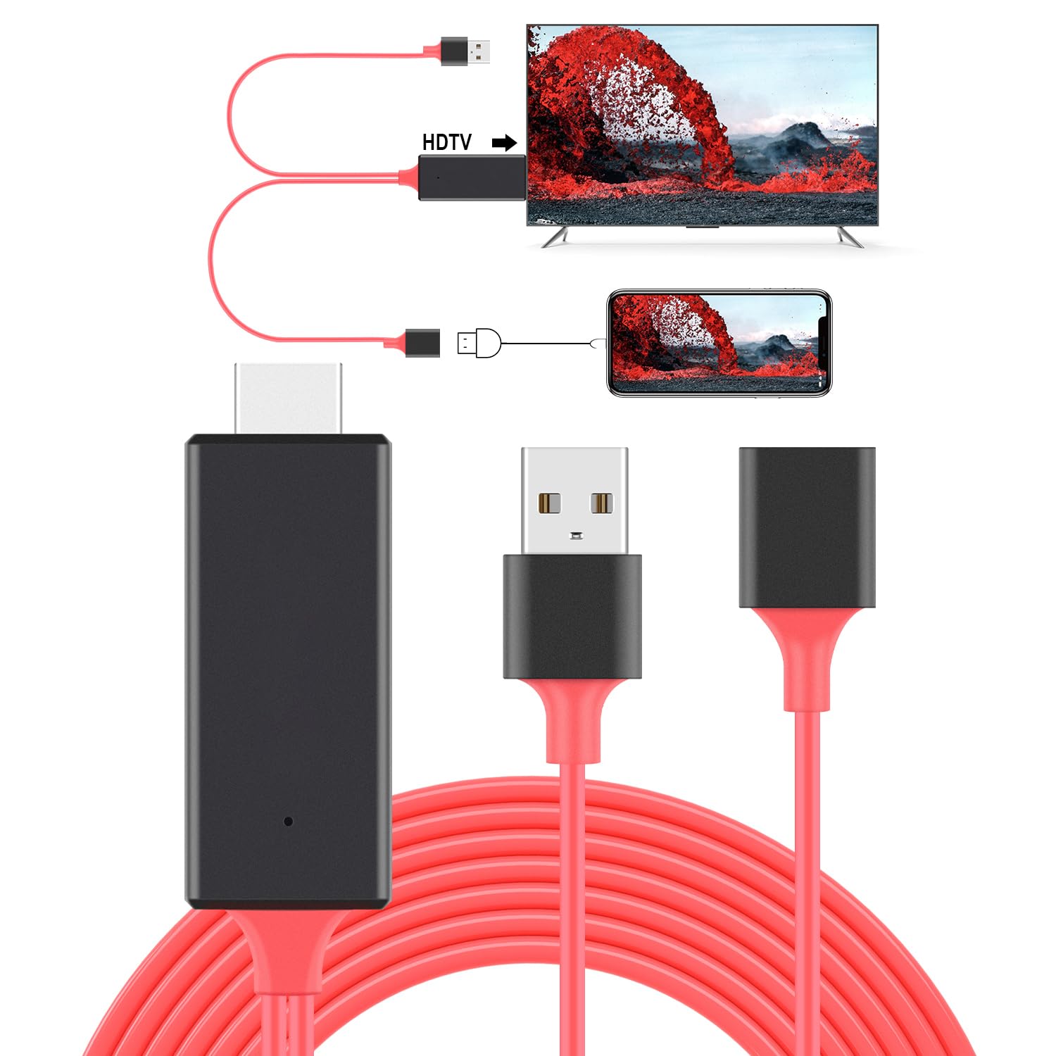 Amazon.com: Tsemy HDTV Cables Adapter USB to HDTV Cable, Wire Dongle ...