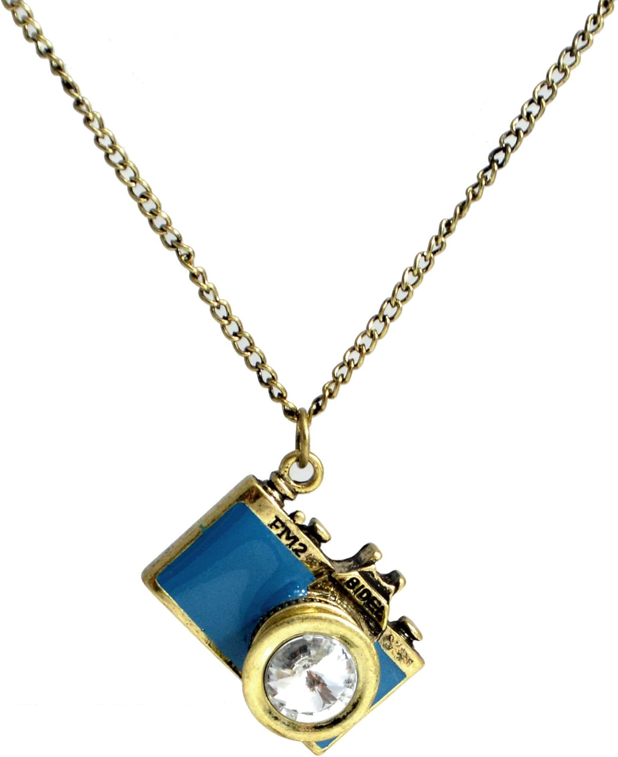 Small Island Vintage Style Antique Bronze Camera Design Necklace