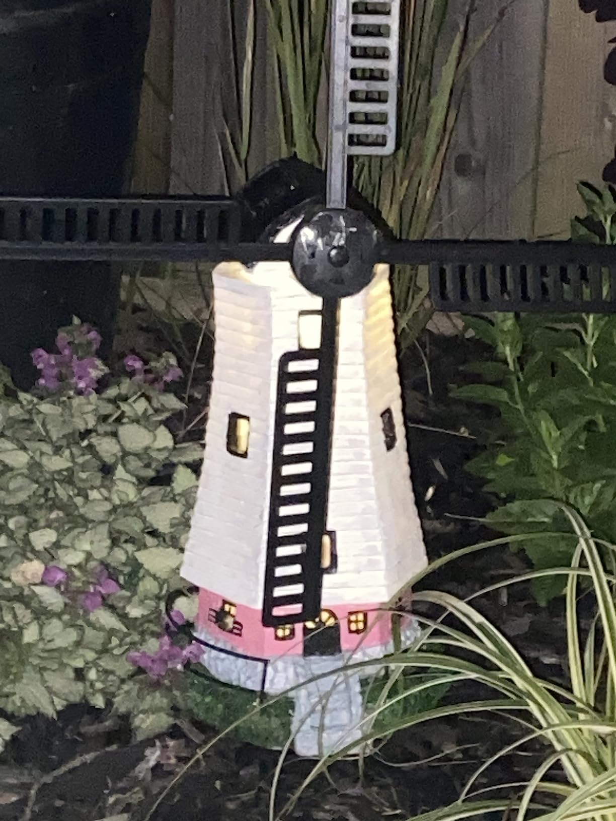 pearlstar Solar Garden Outdoor Windmill Lighthouse - 20" Solar Powered ...