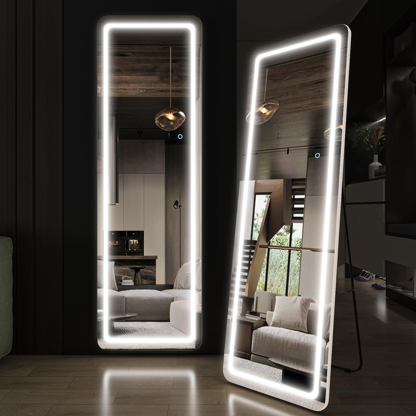 Amazon.com: LVZORY Full Length Mirror with LED Lights, Full Body Mirror ...